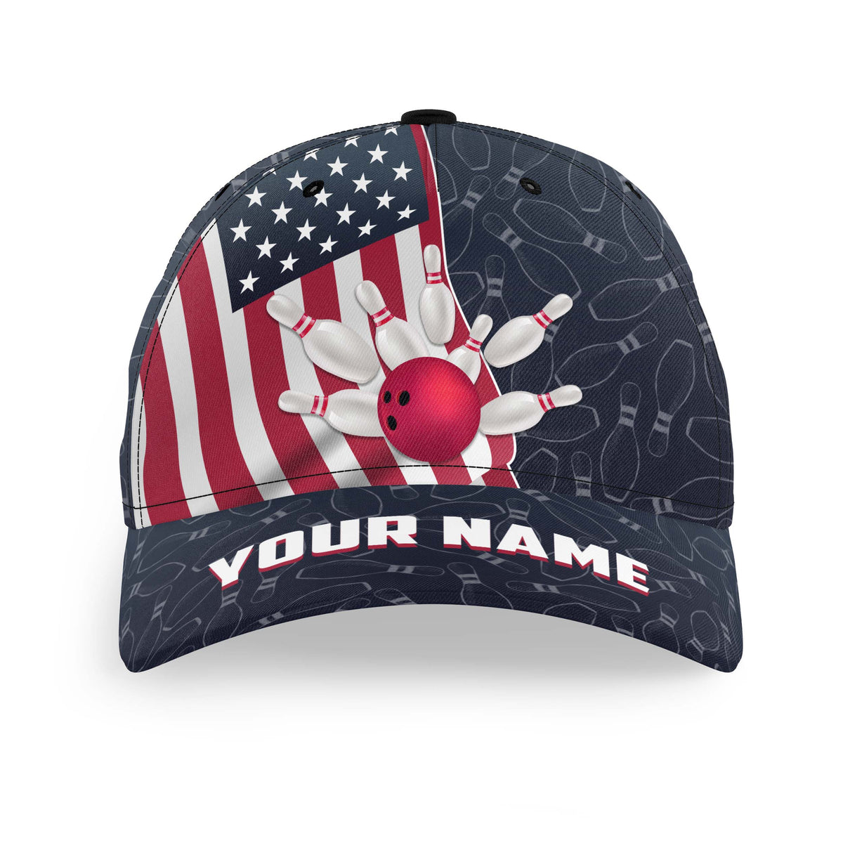 American Flag Bowling Hat Custom Name Bowling Cap for Team Patriotic B ...