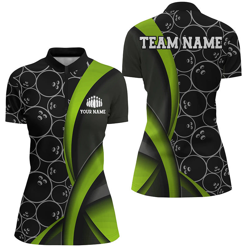 Custom Green Bowling Team Shirts For Women, Bowling Ball Tournament Je ...