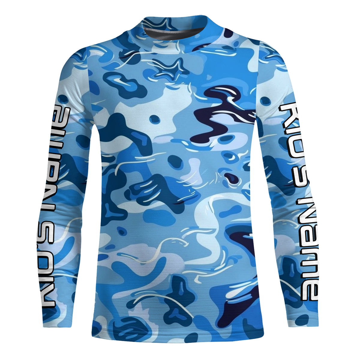 Blue Water Camo Custom Long Sleeve Performance Fishing Shirts, Sun Pro ...