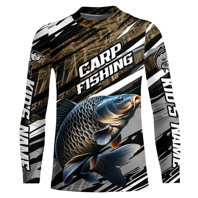 Carp Fishing Grass Camo Custom Long Sleeve Shirts, Carp Uv Fishing Jer ...