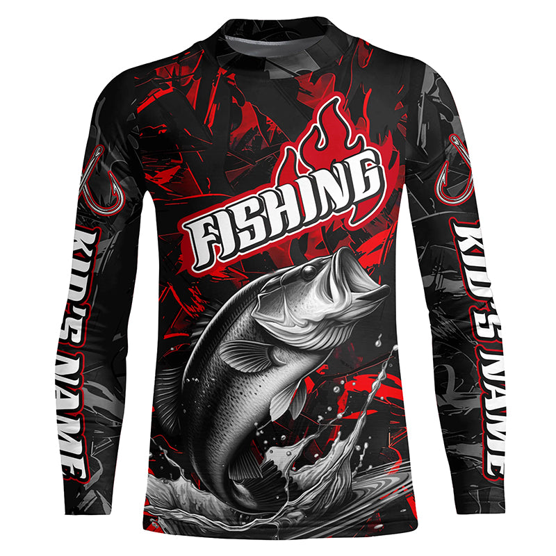 Largemouth Bass Fishing Custom Long Sleeve Shirts, Bass Tournament Fis ...