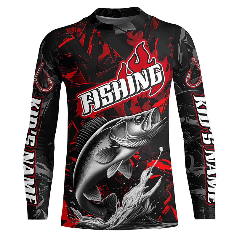 Walleye Fishing Custom Long Sleeve Shirts, Walleye Tournament Fishing ...