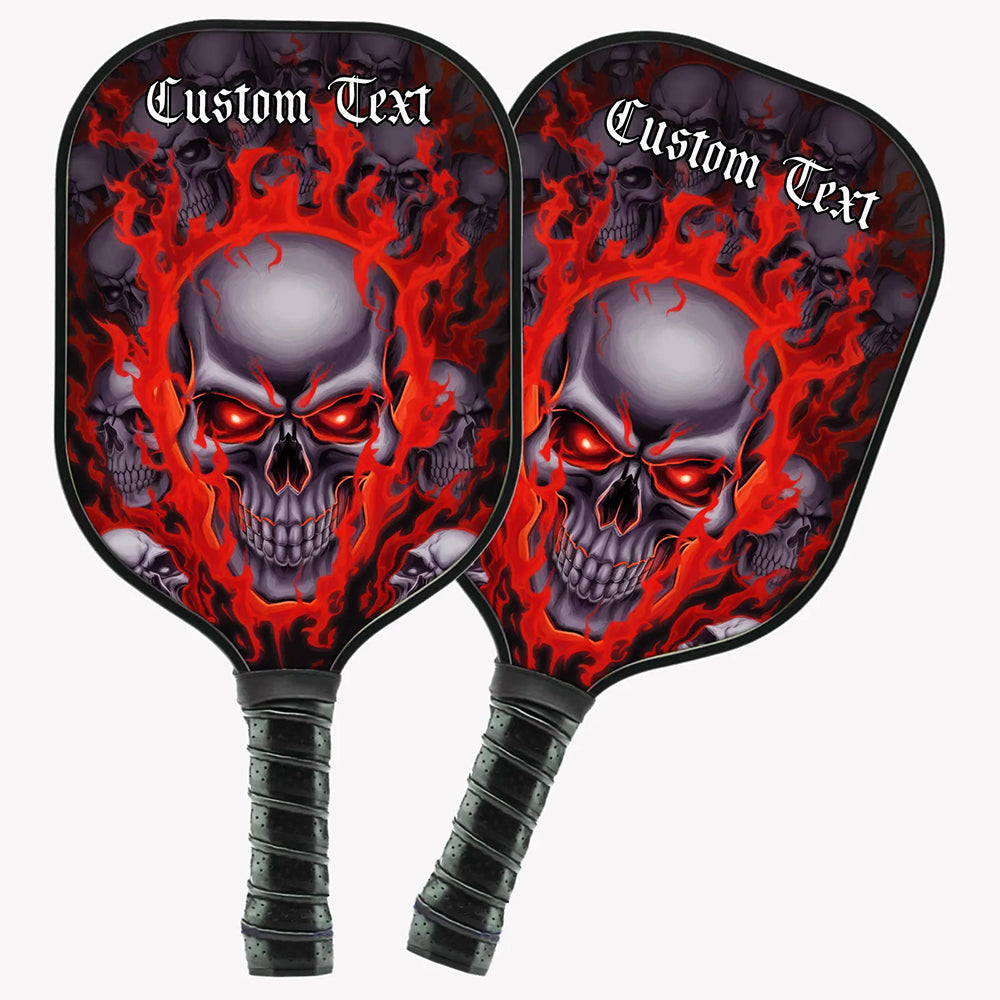 Custom Red Flame Skull Pickleball Paddle For Men And Women, Halloween ...