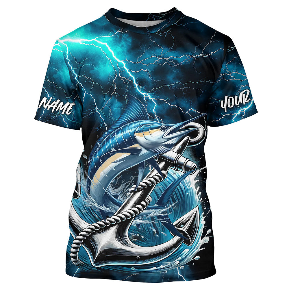 Blue Thunder Lightning Anchor Custom Nautical Marlin Saltwater Fishing ...