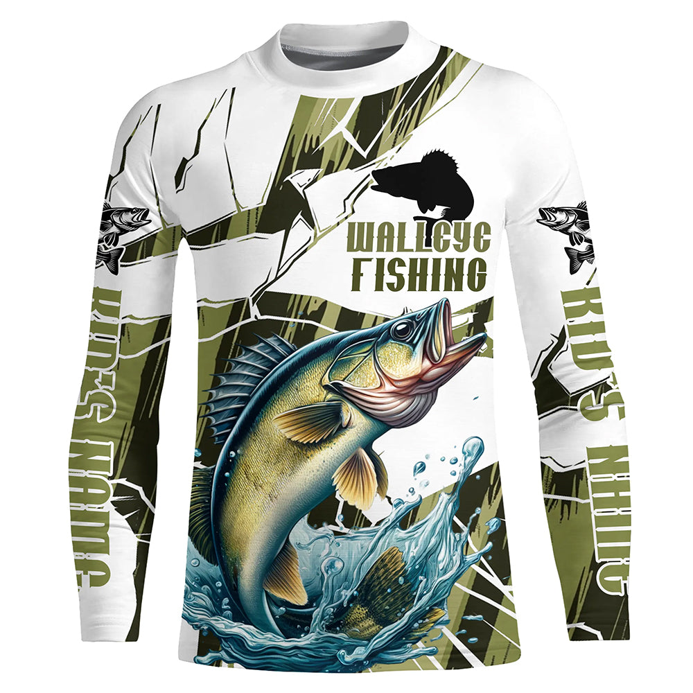 Wallyee Fishing Custom Long Sleeve Tournament Shirts, Fishing Camo Wal ...