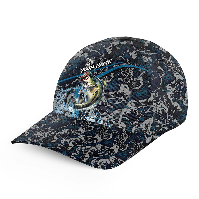 Custom Bass Fishing Camo Baseball Angler Hat Cap, Personalized Bass Fi ...