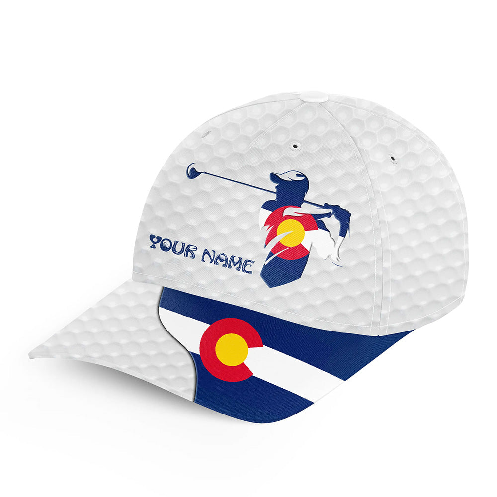 Golfer hat custom name Colorado flag golf hats patriot golf white Unis ...