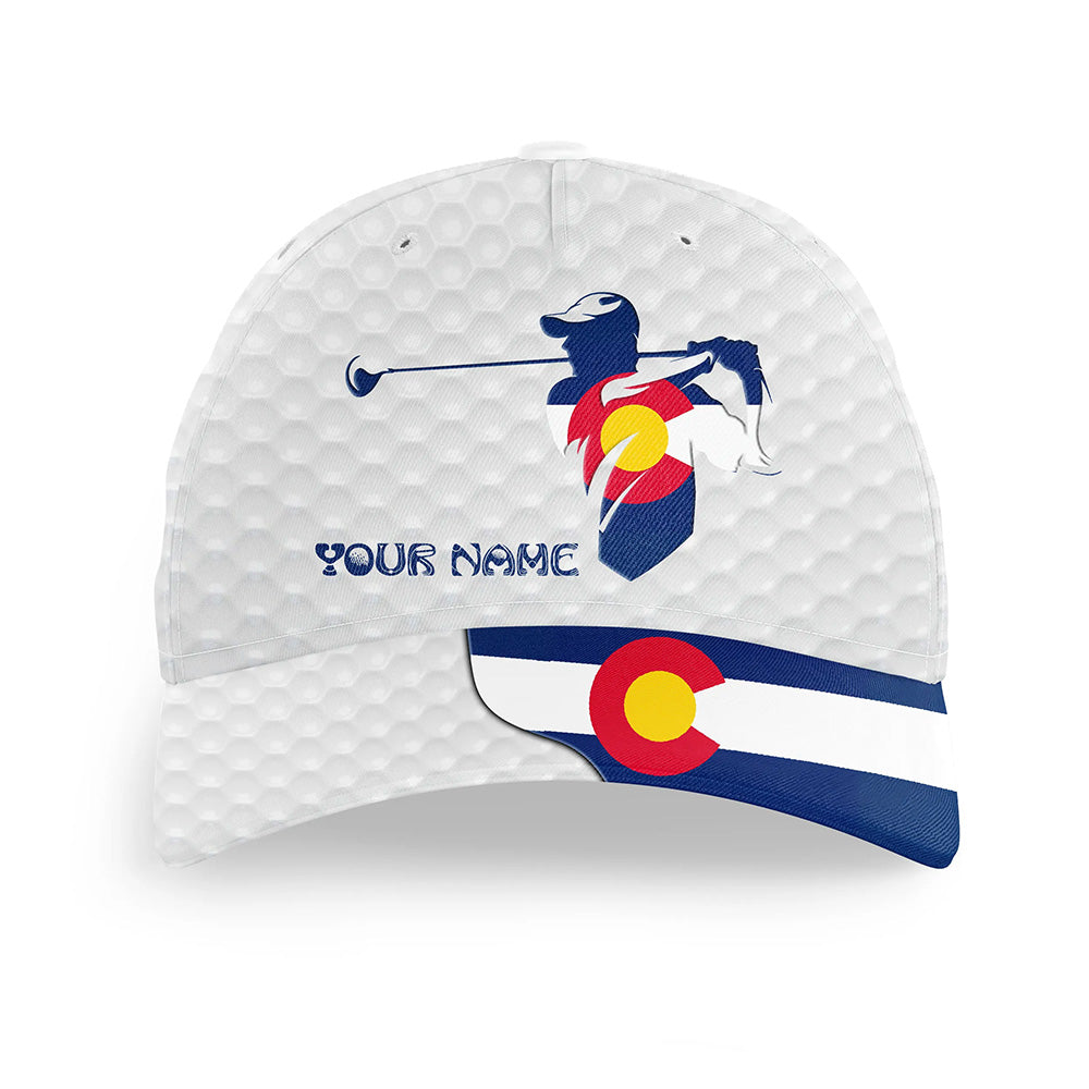 Golfer hat custom name Colorado flag golf hats patriot golf white Unis ...