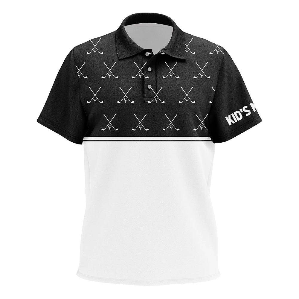 Black and White golf clubs pattern Kid golf polo shirts custom golf at ...