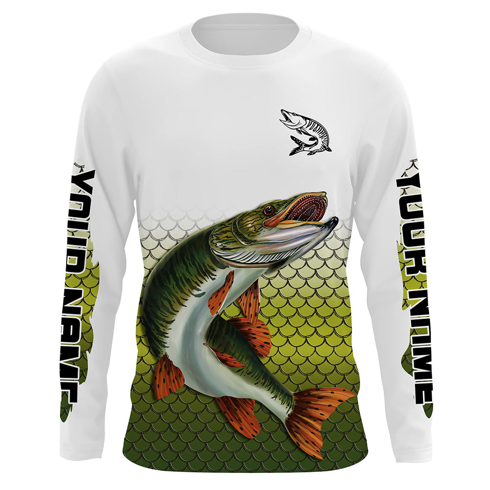 Musky Fishing jerseys, muskie scales Custom UV protection Long Sleeve ...