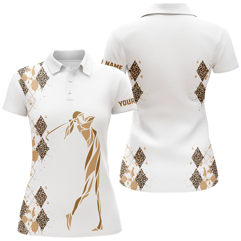 Leopard argyle pattern matching golf shirts for couples custom his and ...