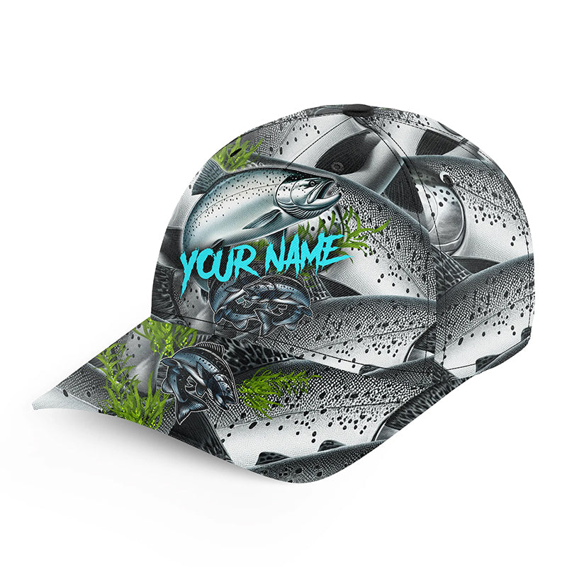 Chinook salmon fishing scale Custom fishing hat Unisex Salmon Fishing ...