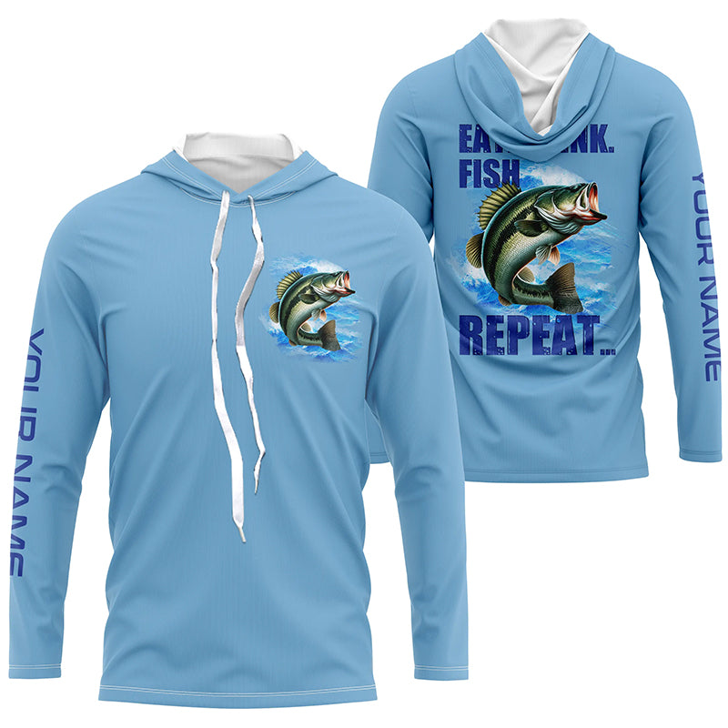 Largemouth Bass Fishing Custom Long Sleeve Performance Fishing shirts ...