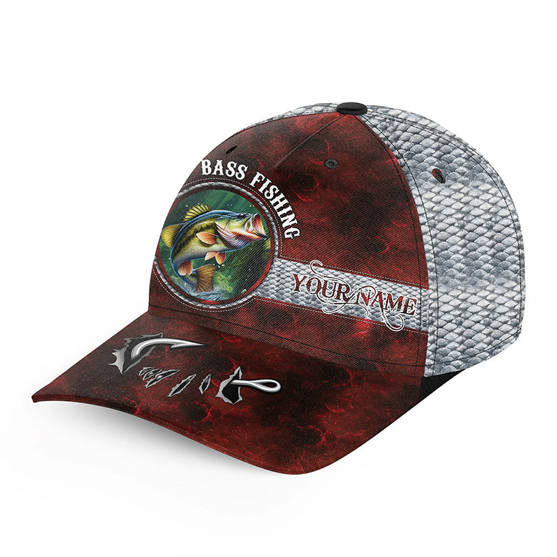 Largemouth Bass fish hook fishing hats for men, women custom baseball ...