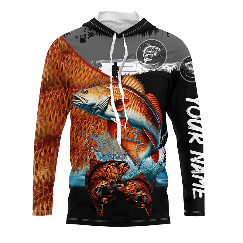 Redfish fishing scales customize performance long sleeves Fishing shir ...