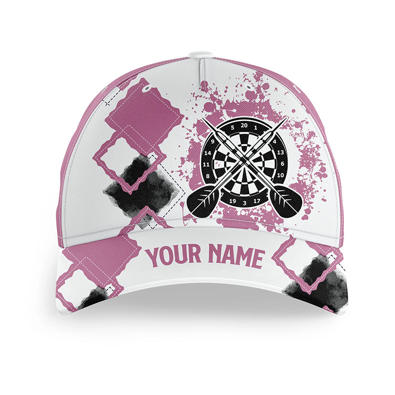 Pink White Personalized Darts Hat Customized Name Cute Darts Cap For W ...