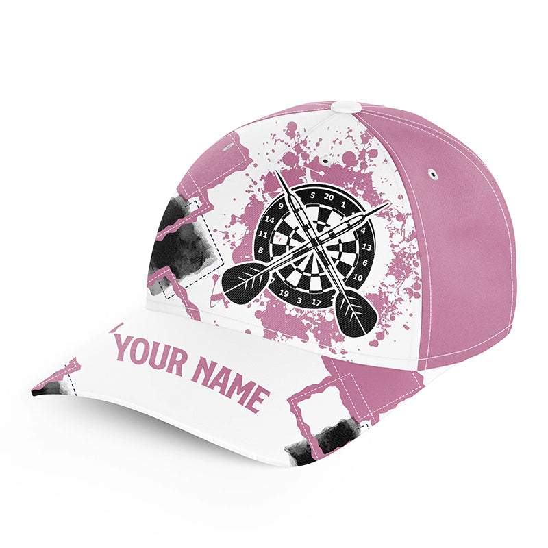 Pink White Personalized Darts Hat Customized Name Cute Darts Cap For W ...
