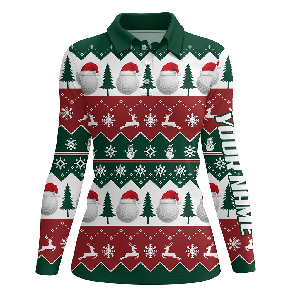 Golf Santa Christmas Tree Snow Polo Shirt Customized Christmas Golf Gi ...
