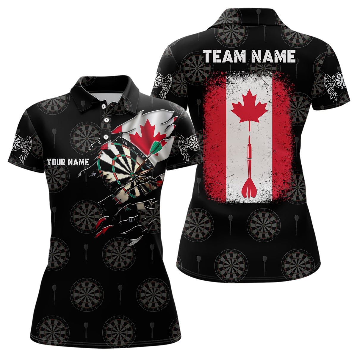 Personalized Retro Canada Flag Darts Polo Shirt Custom Patriotic Darts ...