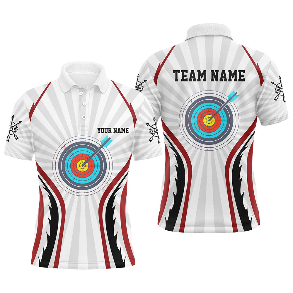 Personalized Retro Red Targets Archery Polo Shirts For Men, Custom Arr ...