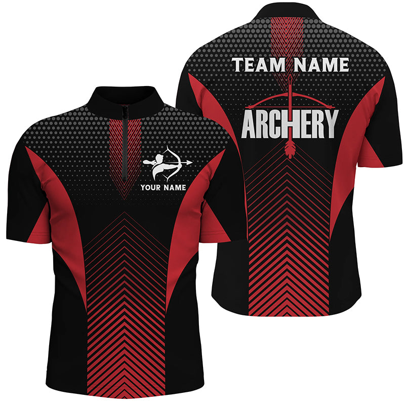 Personalized Red Black Bows Archery Quarter-Zip Shirts For Men, Custom ...