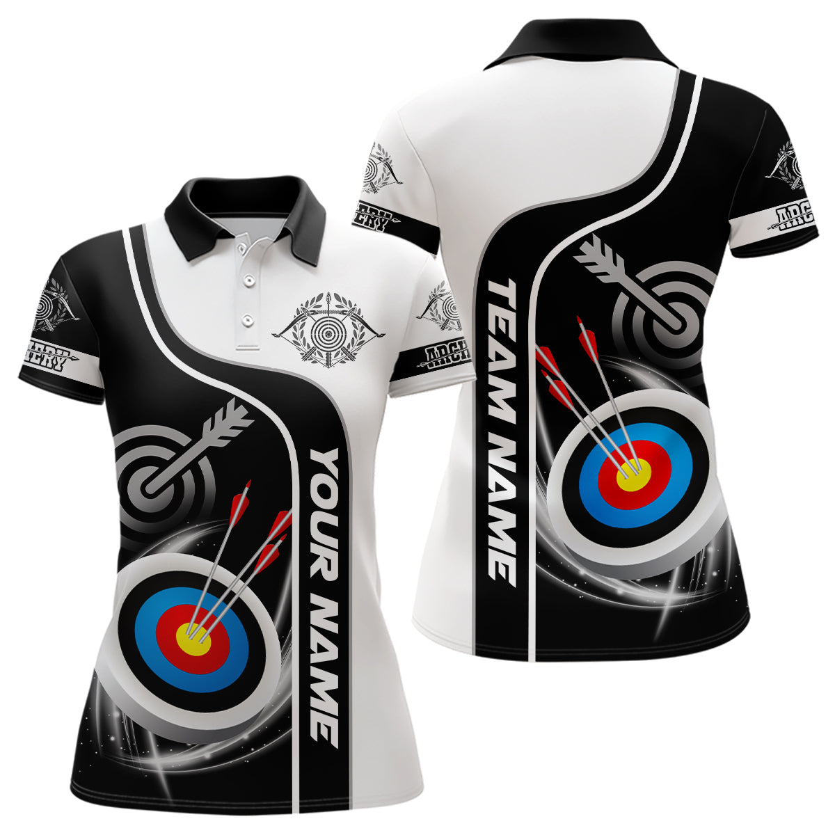 Personalized Archery Targets Black White Archery Polo Shirts For Women ...