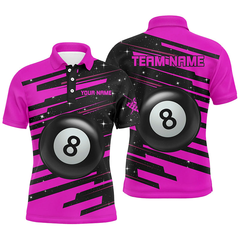 Pink 8 Ball Pool Billiard Jerseys Polo Shirts For Men Custom Team Leag ...