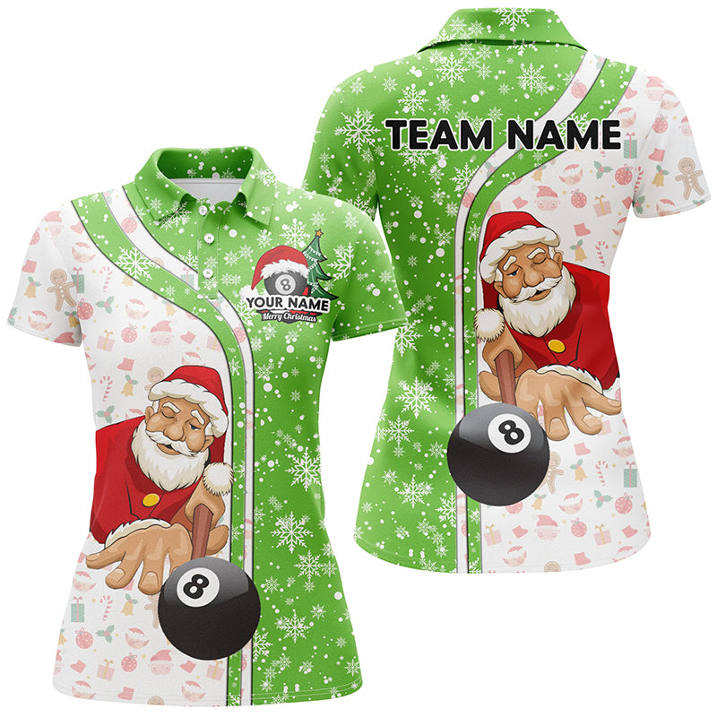Funny Christmas Santa Play Pool Personalized Green Billiard 8 Ball Sno ...