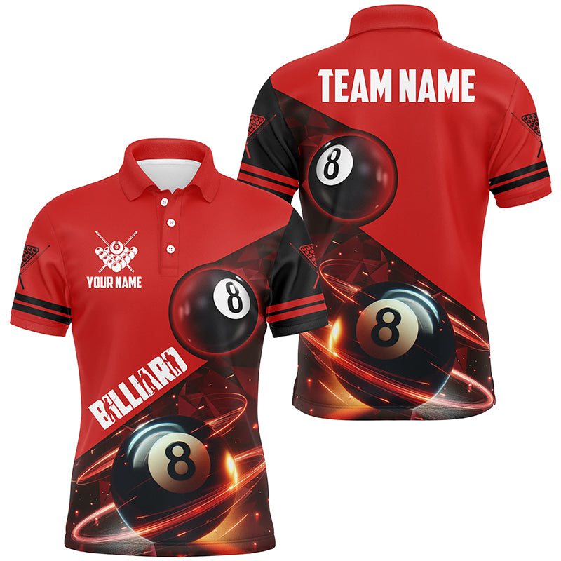 Red 8 Ball Pool Billiard Jersey For Men Custom Billiard Pool Shirts Te ...