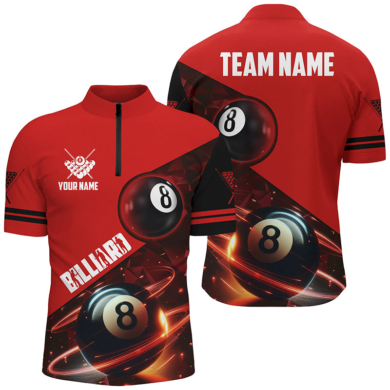 Red 8 Ball Pool Billiard Jersey For Men Custom Billiard Pool Shirts Te ...