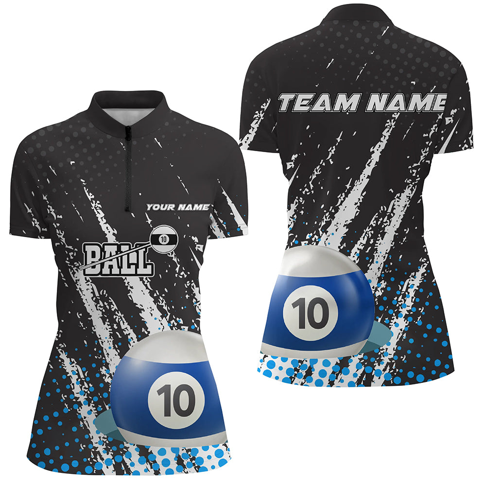 Grunge 10 Ball Pool Sport Jerseys Custom Women Quarter-Zip Shirts, 10 ...