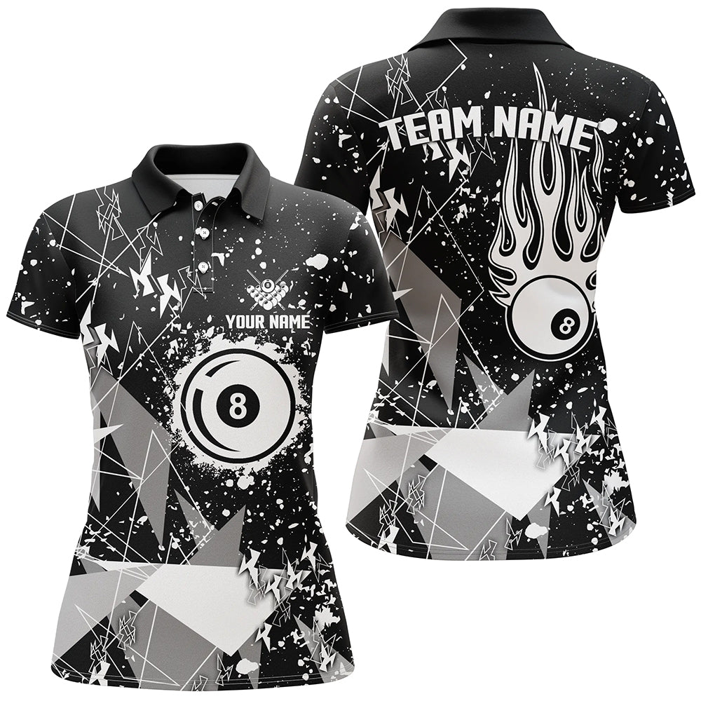 Personalized White Grunge Billiard Women Shirts, Billiards Jerseys For ...
