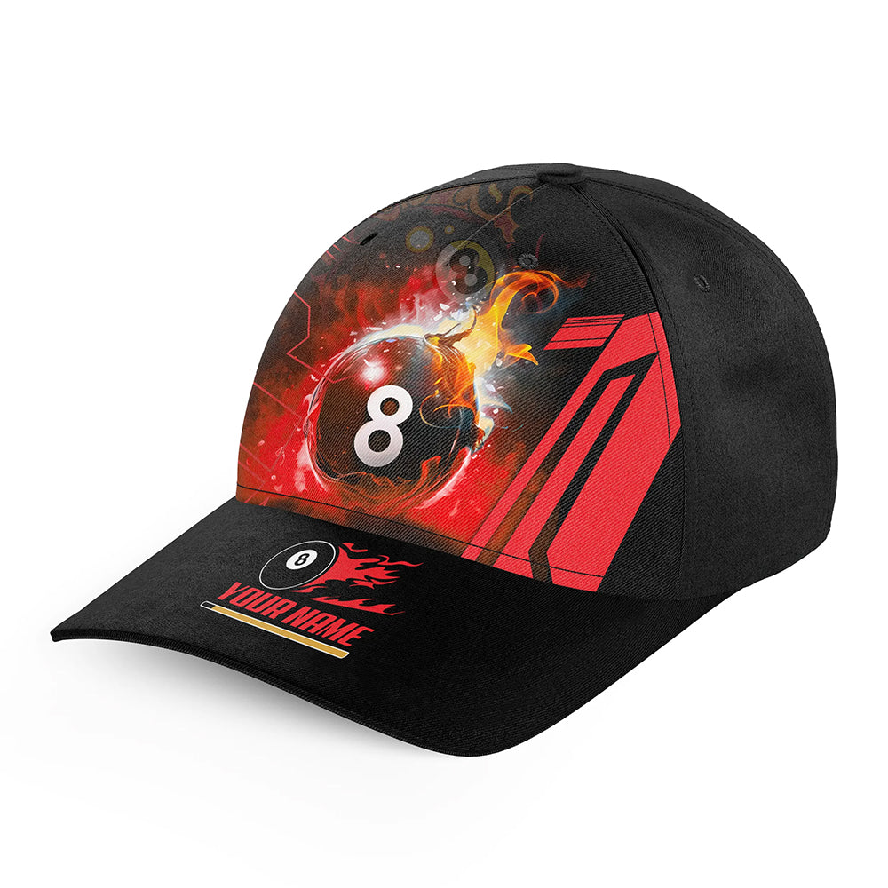 Billiard 8 Ball Flame Red Version 3D Printed Caps Hats, Custom Adjusta ...