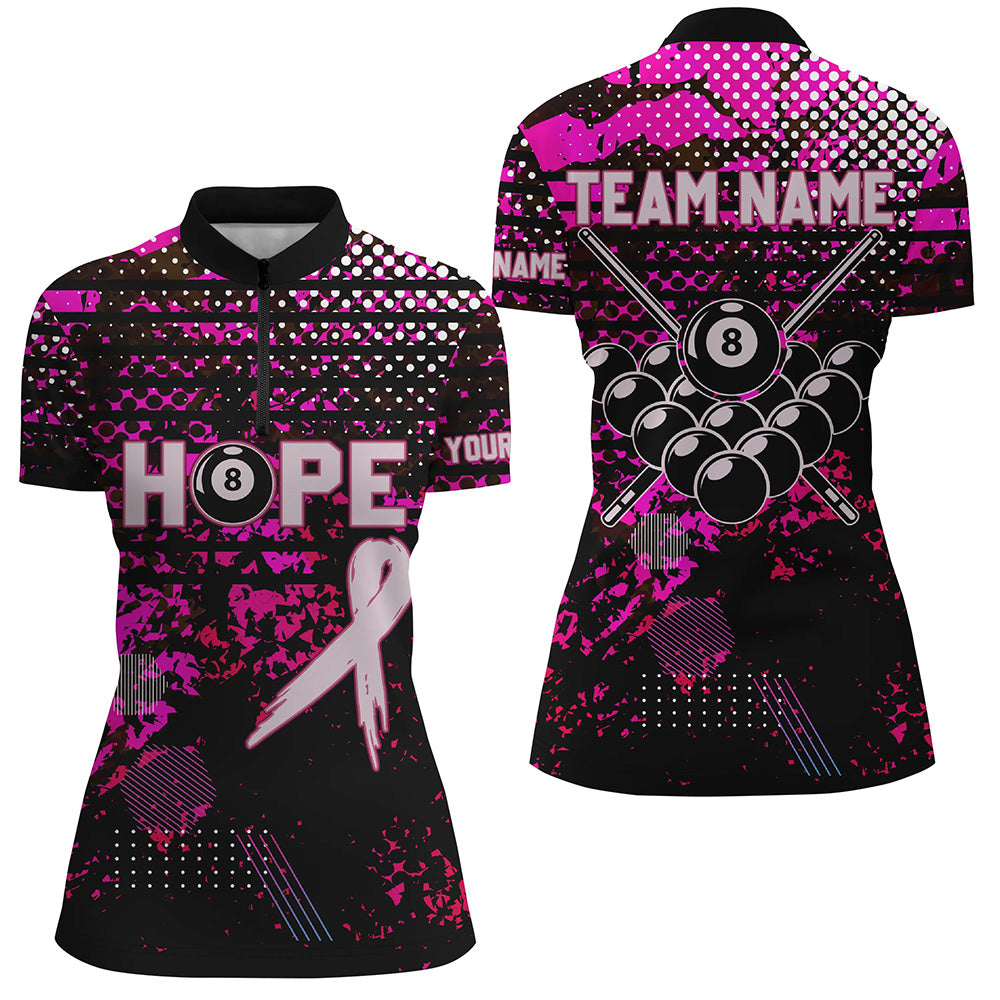 Breast Cancer Awareness Pink Camo Custom Women Billiard Shirts, 8 Ball ...