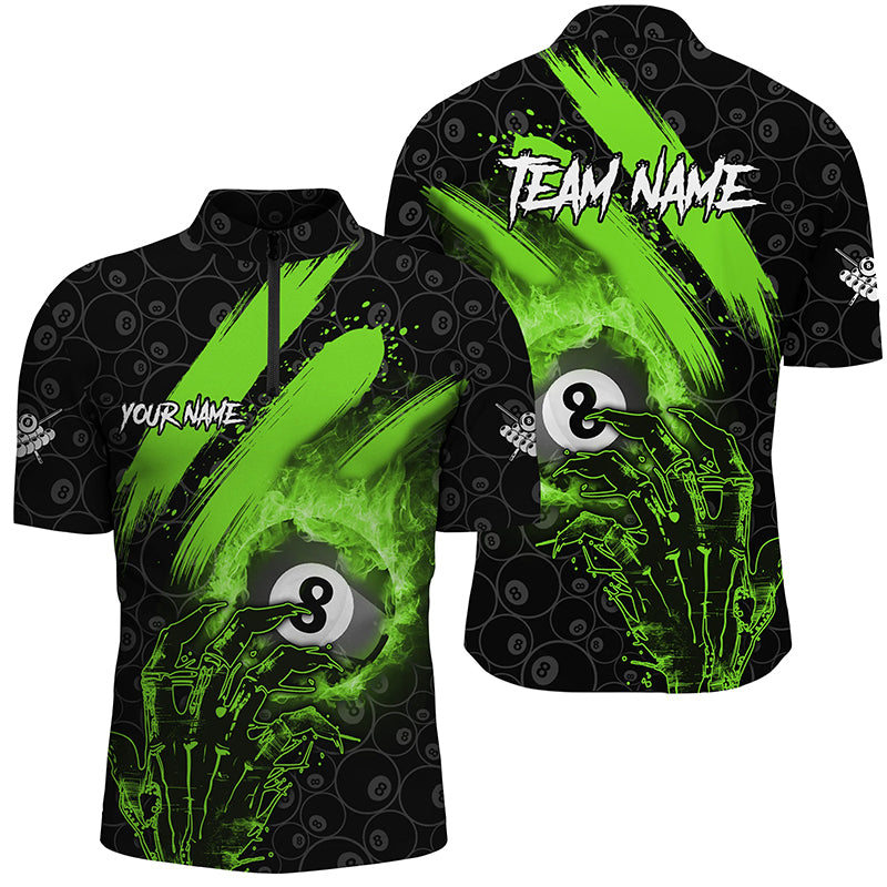 Personalized Green 8 Ball Pool Fire And Claw Hand Custom Men Billiard ...