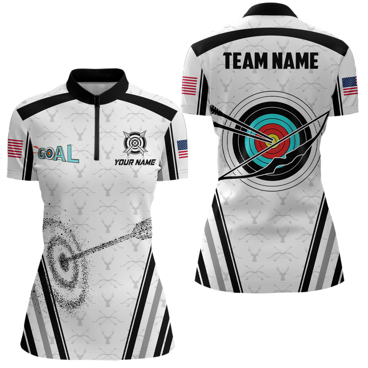 Personalized Name Archery Women Quarter-Zip Shirts Custom 3D Archery T ...