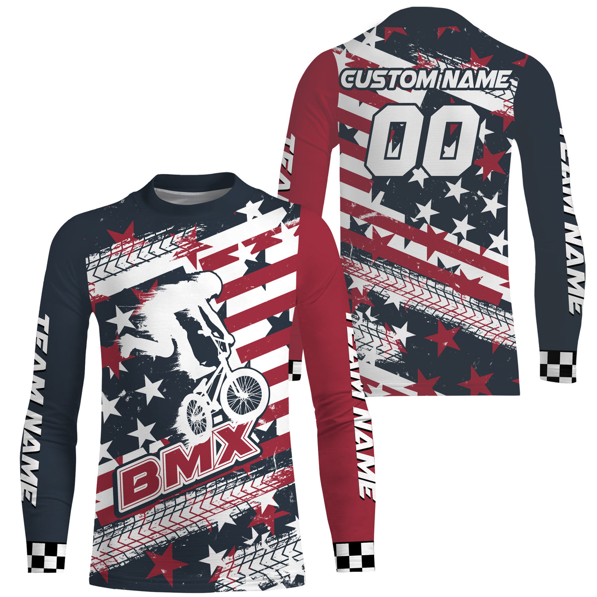 Personalized Patriotic BMX Racing Jersey UPF30+ US Bicycle Motocross T ...