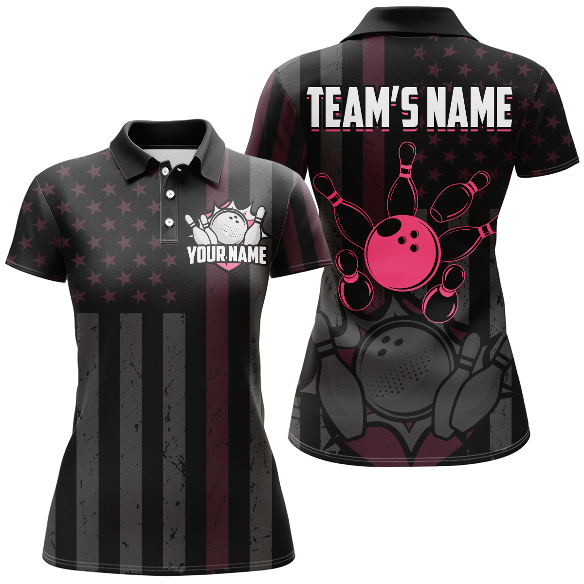 Custom Pink Bowling Shirts Men & Women American Bowling Team Jersey Po ...