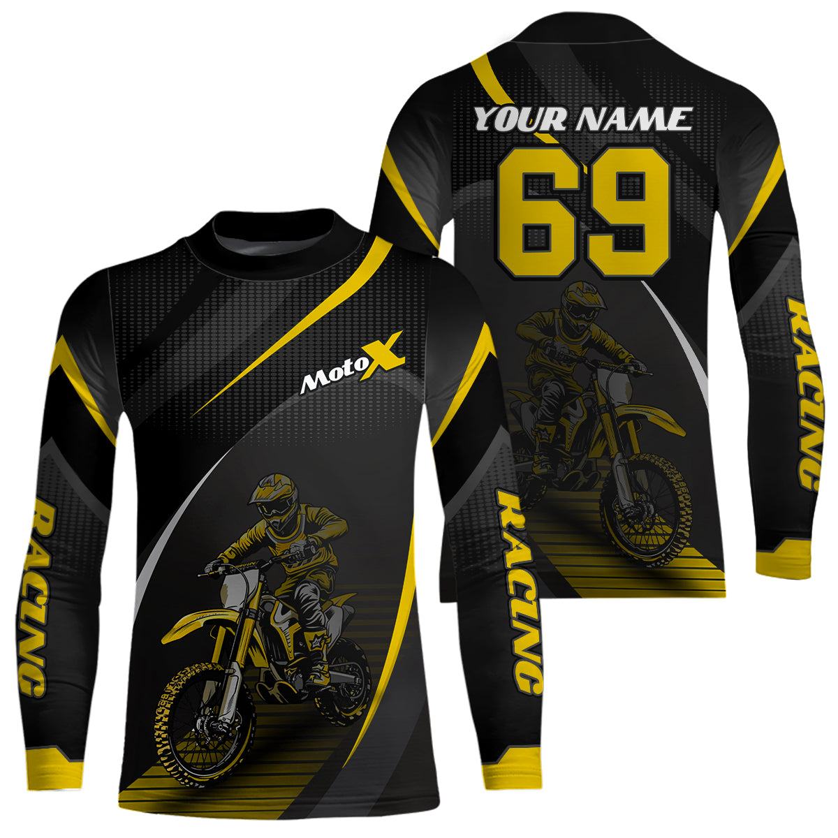 Motocross Racing Jersey Yellow Dirt Bike Shirt Off-road Riding Jersey ...