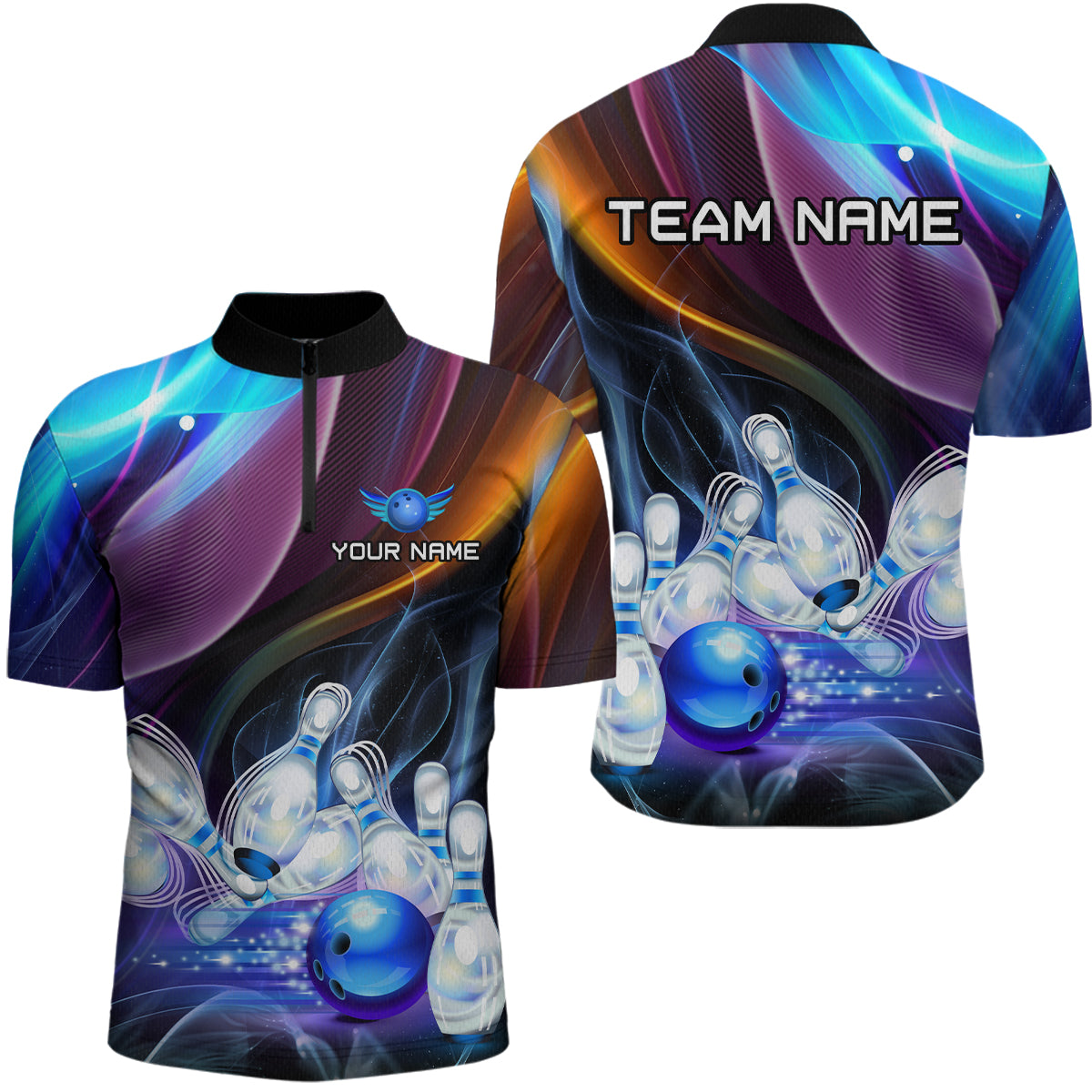 Custom Galaxy Bowling Jersey for Men Bowling Team Shirts Bowling Unifo ...
