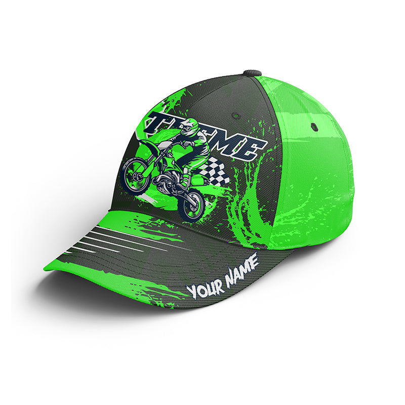 Personalized Green Dirt Bike Cap - Custom Name Biker BWB Hat Motorcycl ...