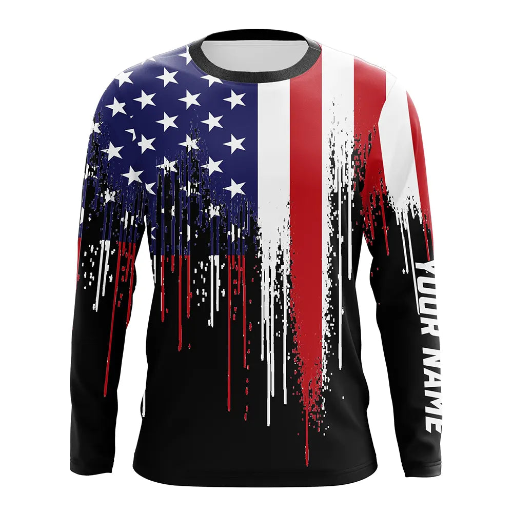 American Flag UV Protection Custom Long Sleeve Shirts Upf 30+ Patrioti ...