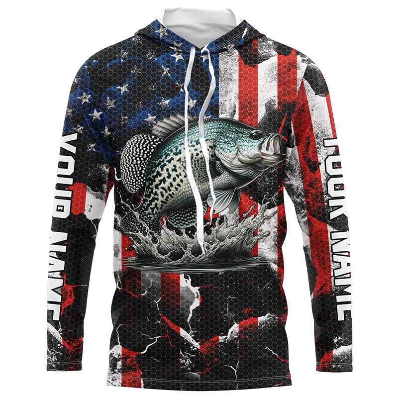 Crappie fishing black American flag Custom UV protection performance l ...