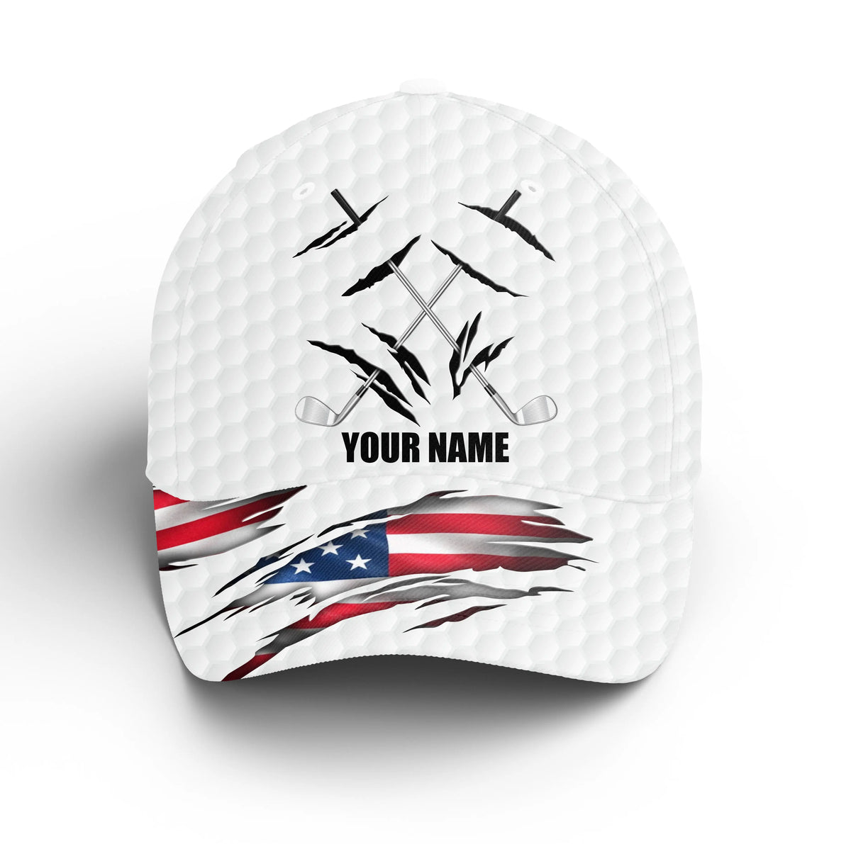 American flag white golf ball skin Golfer hat custom name golf clubs s ...