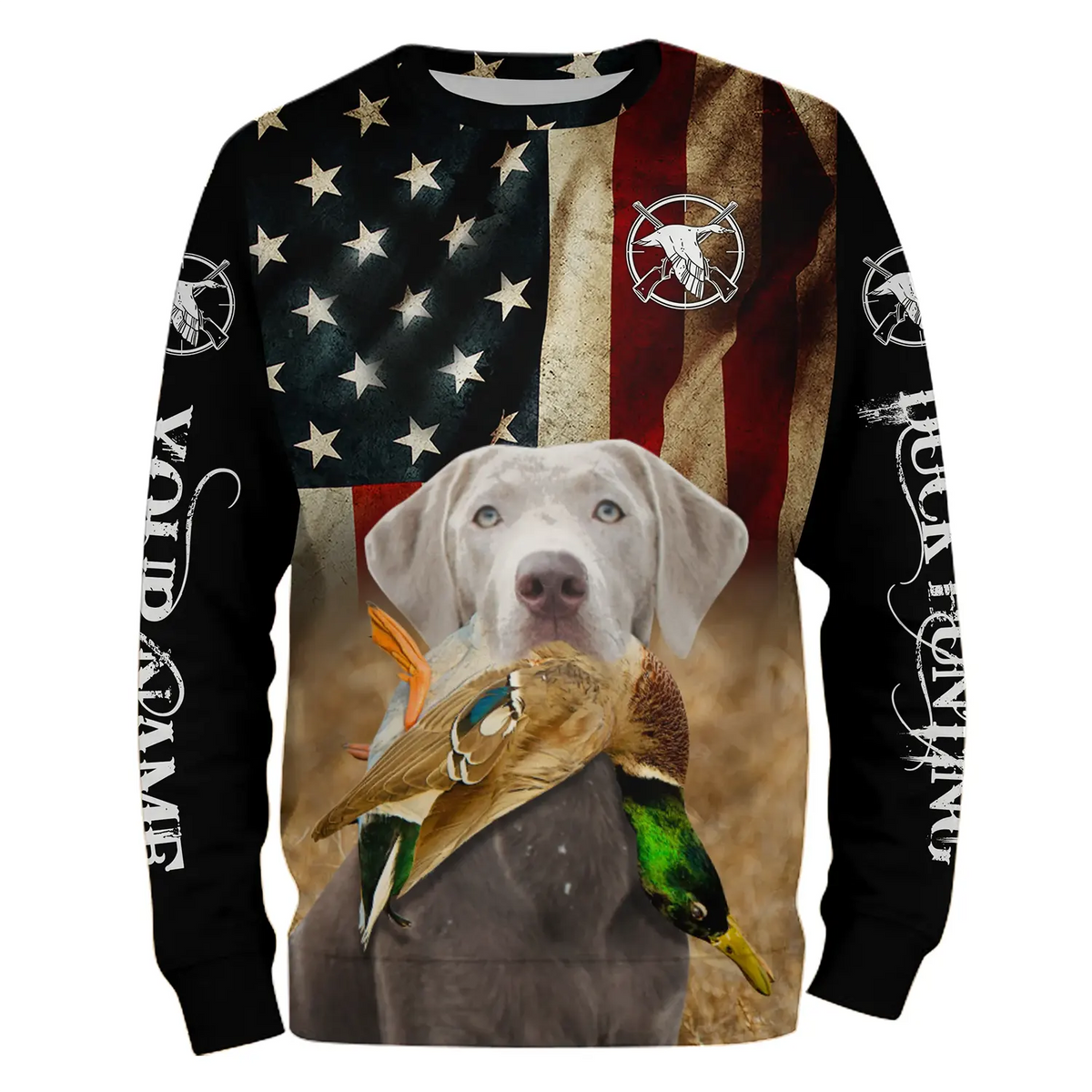 Personalized Silver Labrador Retriever Duck Hunting Dogs American flag ...