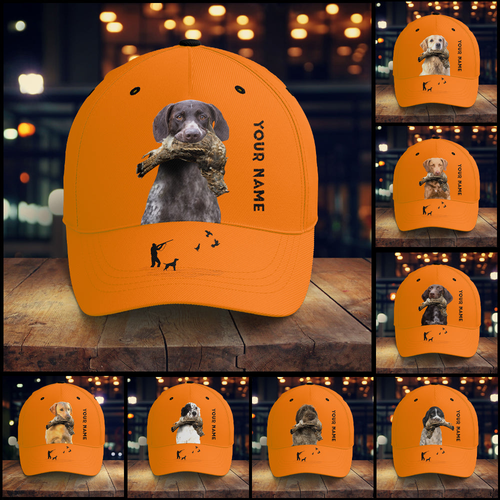 Ruffed Grouse Hunting Dog Blaze Orange Custom Name Hat for Men, Choose ...